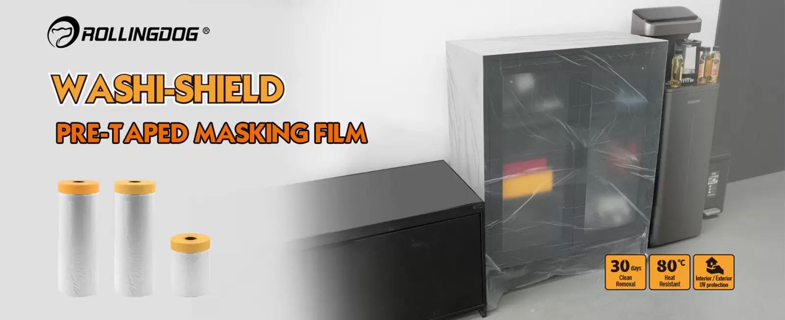 Rollingdog Brand Owner WASHI-SHIELD™ PRE-Taped Washi Masking Film ...