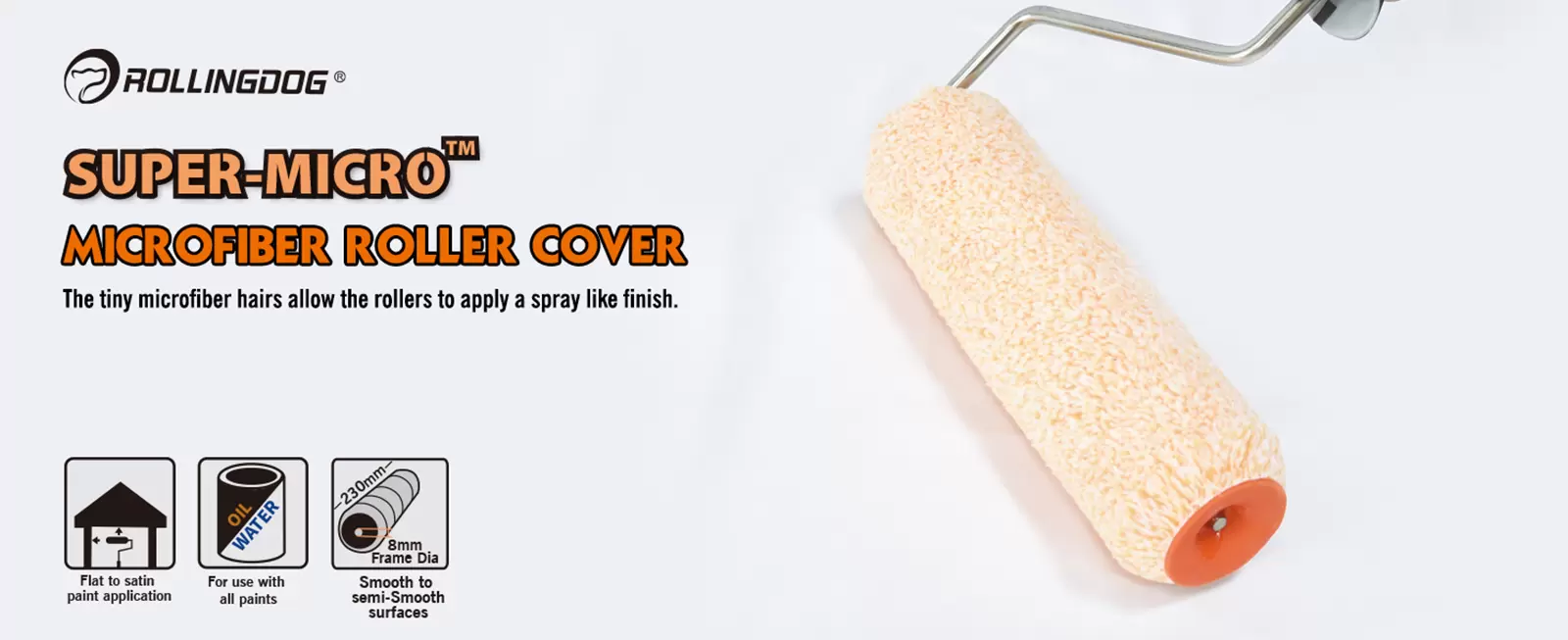 Rollingdog 9" SUPER-MICRO™ Microfiber Roller Cover Ready To Ship ...