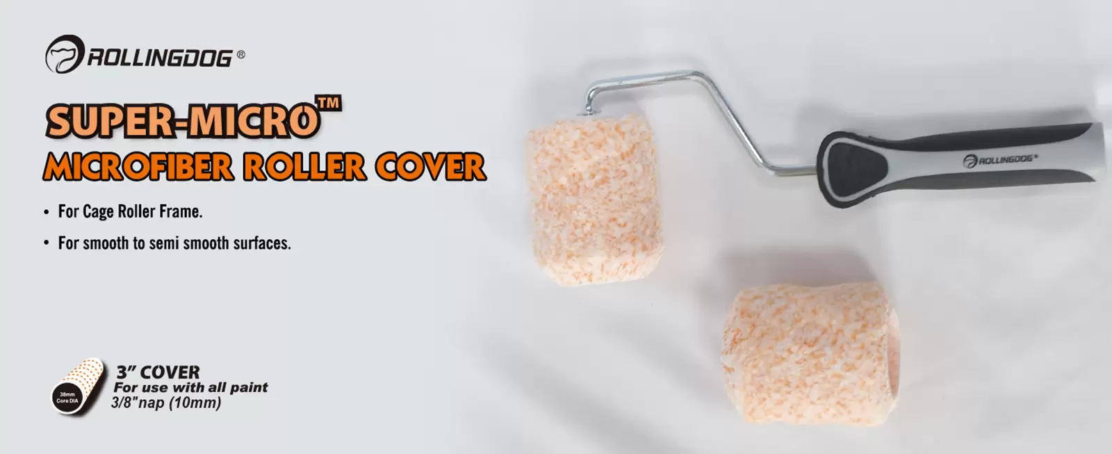 Rollingdog 2PC SUPER-MICRO™ 3" Microfiber Roller Cover Ready To Ship ...