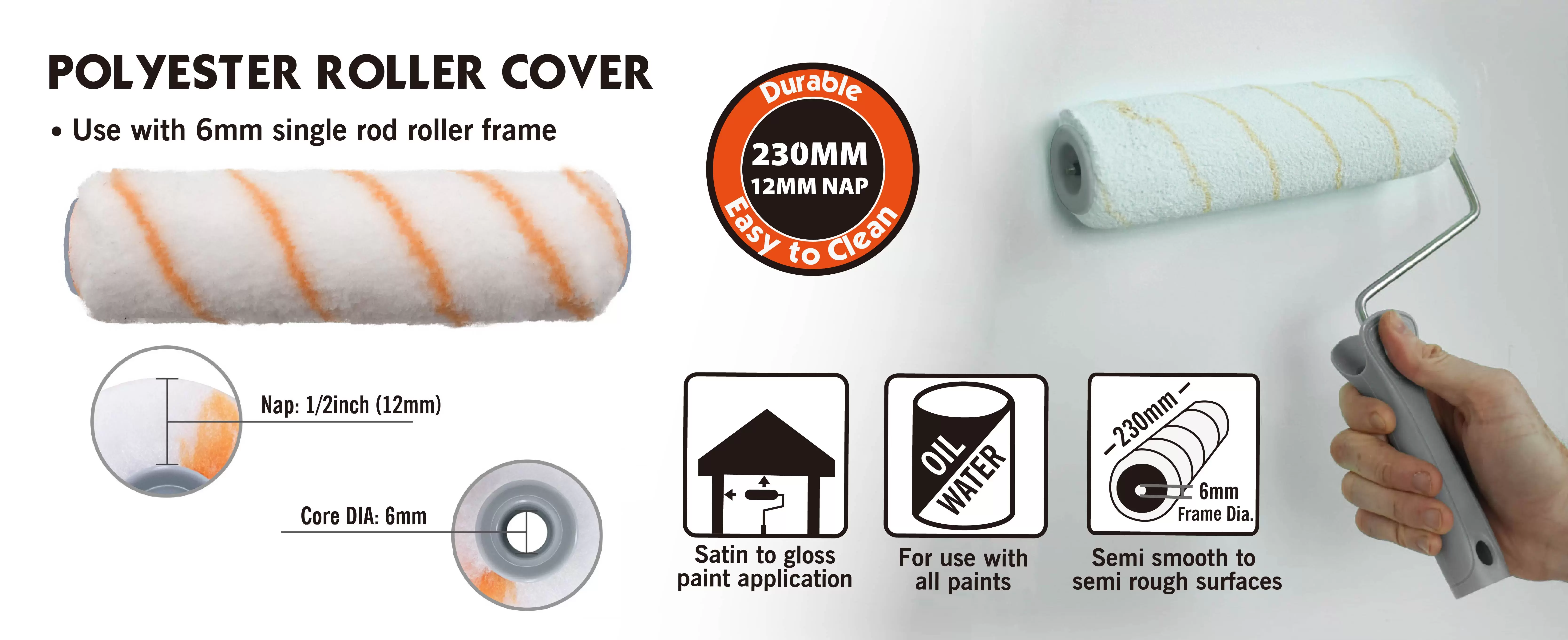 Rollingdog 9" Polyester Roller Cover Ready To Ship - Rollingdog Tools